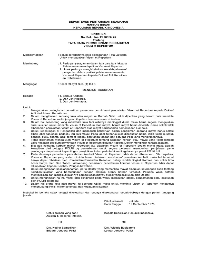 Dokumen - Tips - Instruksi Polri No 20 1975 TTG Tata Cara Ver | PDF