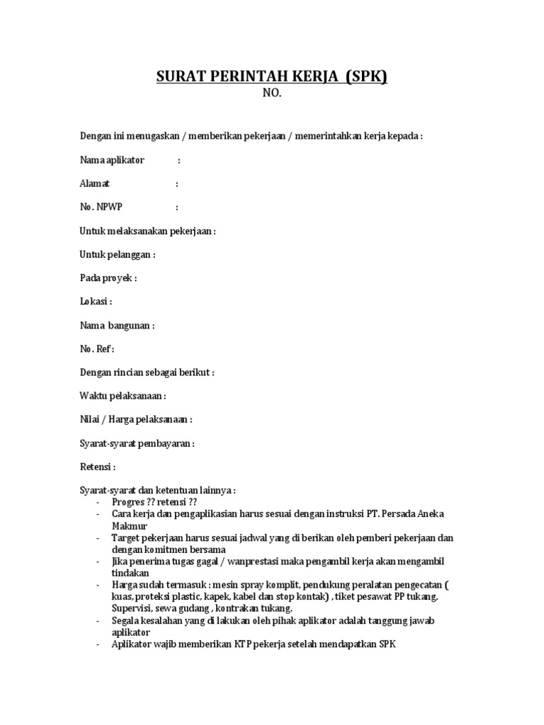 Contoh SPK Sederhana | PDF
