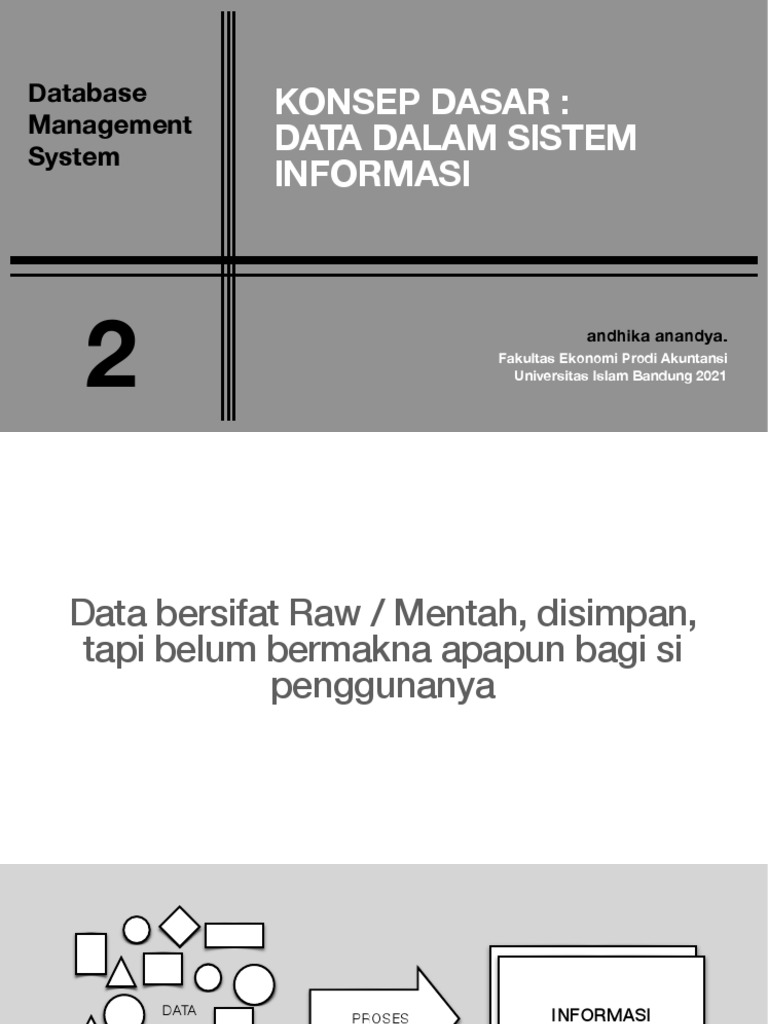 DBMS 2021 (2) Konsep Data Dalam Sistem Informasi | PDF | Bisnis | Pengelolaan Keuangan & Uang
