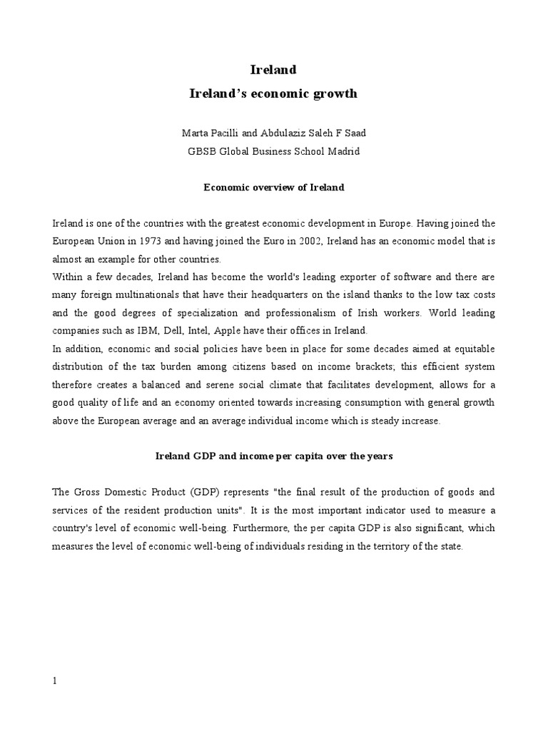 Ireland's Economic Growth | PDF | Gross Domestic Product | Republic Of ...
