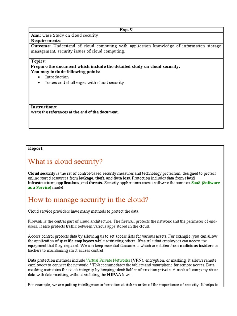 Case Study On Cloud Security | PDF | Cloud Computing | Malware