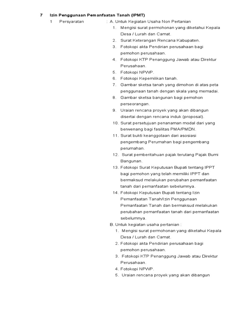 Izin Perubahan Pemanfaatan Tanah - IPMT | PDF