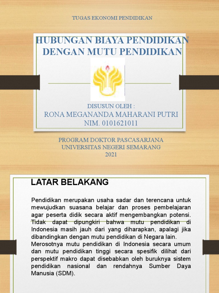 Presentasi Ekonomi Pendidikan Topik 8 (Rona Megananda) | PDF | Karier & Perkembangan