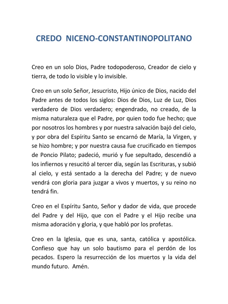 CREDO Niceno - Constantinopolitano | PDF | Historia | Religión y ...