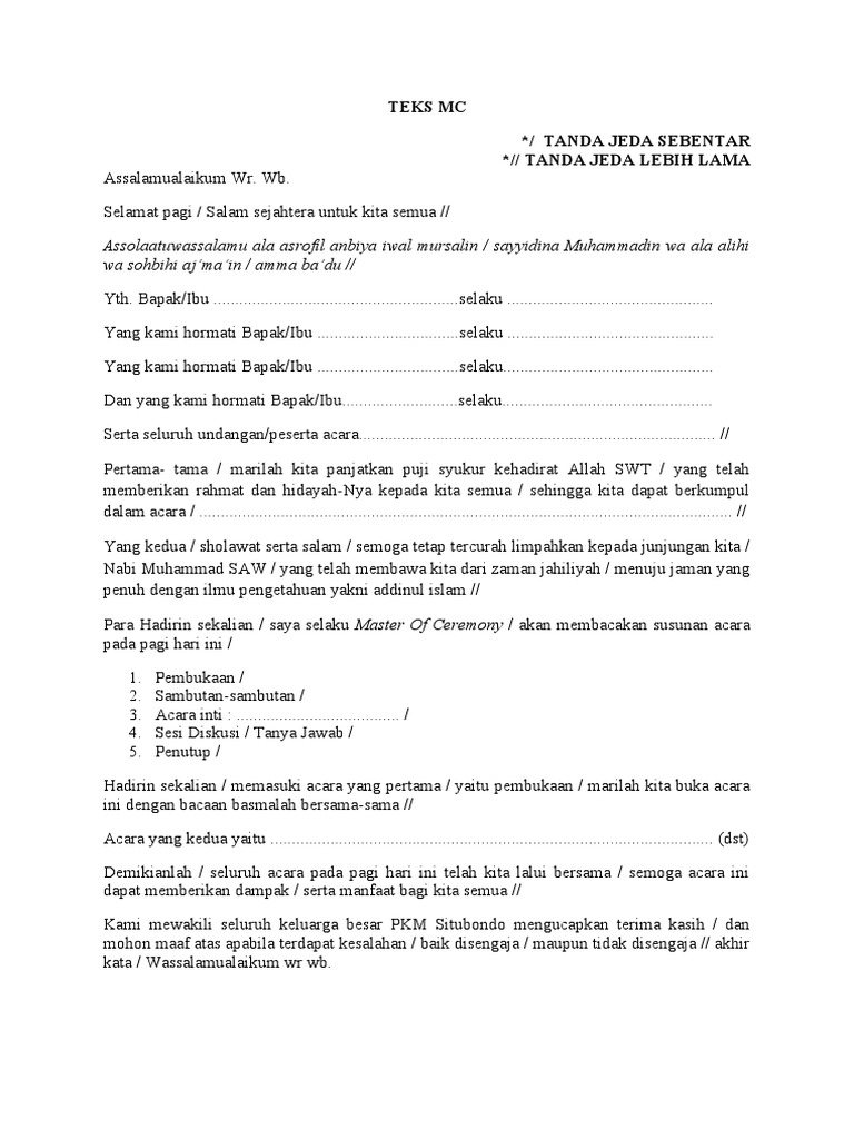 Teks MC Acara Formal | PDF