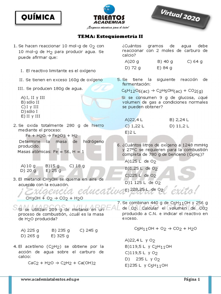 Estequiometria II Parte 1 | PDF