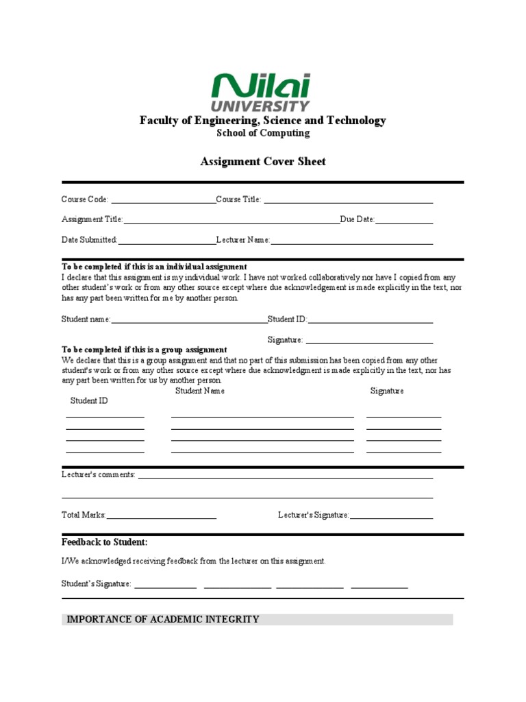 Faculty of Engineering, Science and Technology Assignment Cover Sheet ...