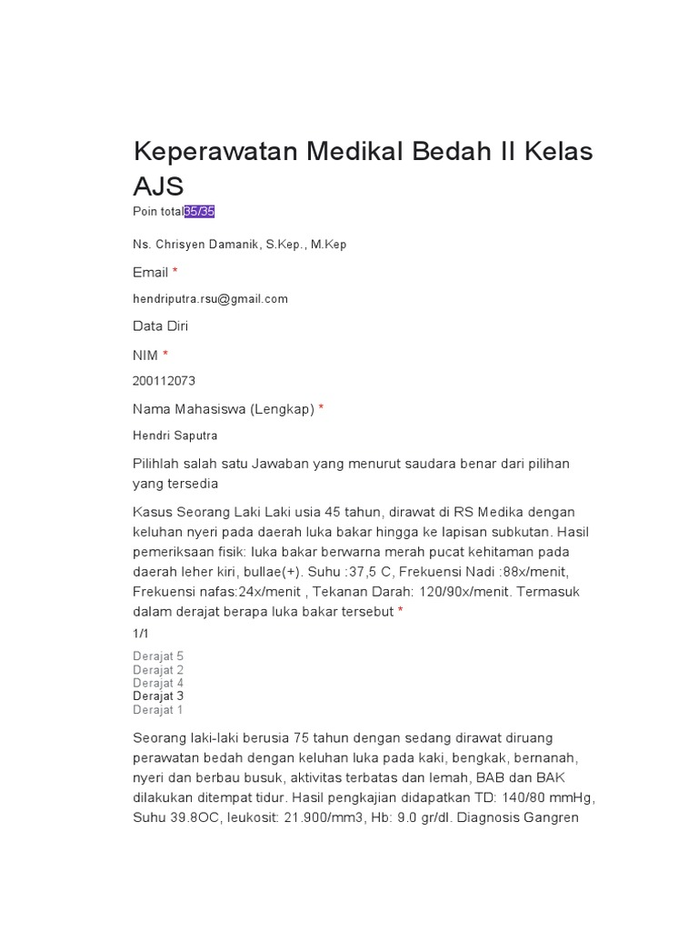 Keperawatan Medikal Bedah II Kelas AJS | PDF | Kesehatan Holistik | Sains & Matematika