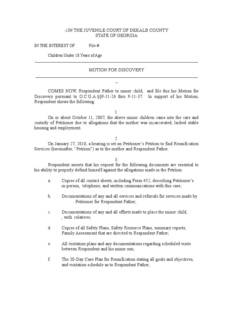 Motion For Discovery | PDF | Witness | Discovery (Law)