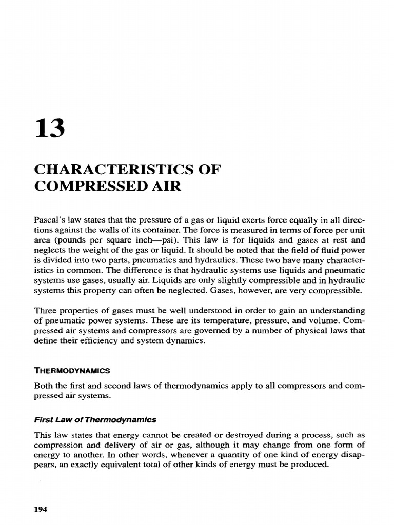 Characteristics Compressed Air: Thermodynamics | PDF | Gases | Pressure