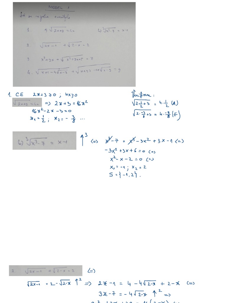 Ecuatii Irationale. Exercitii Rezolvate | PDF