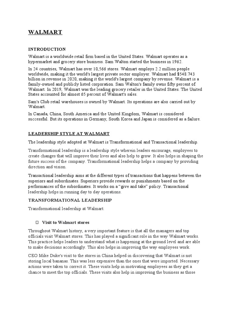 WALMART | PDF | Walmart | Leadership
