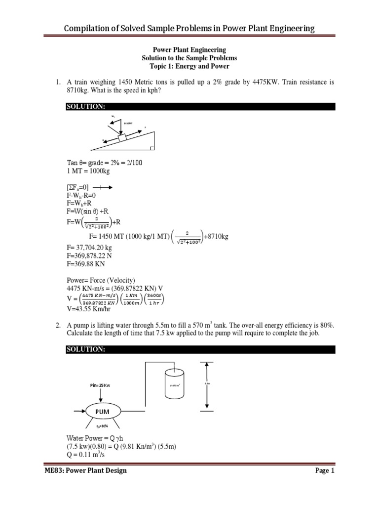 Compilation of Solved Sample Problems in Power Plant Engineering | PDF ...