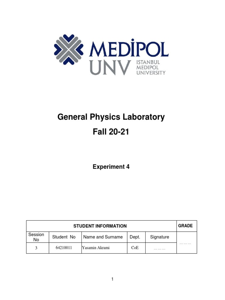 General Physics Laboratory Fall 20-21: Experiment 4 | PDF | Momentum ...