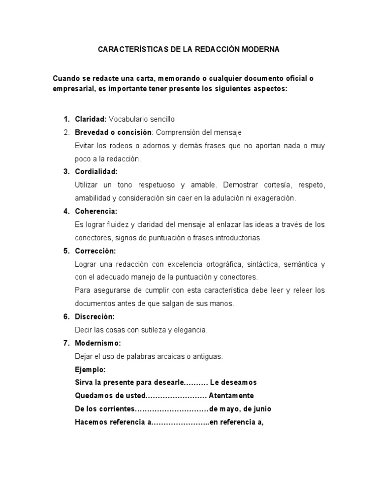 Características de La Redacción Moderna | PDF