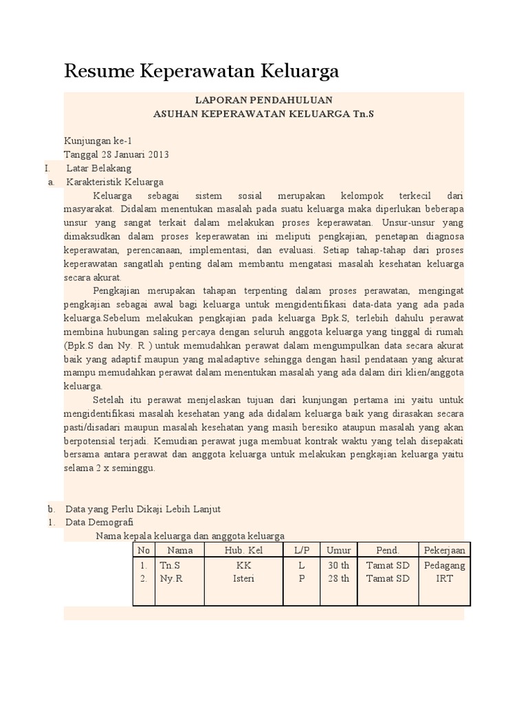 Asuhan Keperawatan Keluarga Tn.S | PDF | Pengembangan Diri