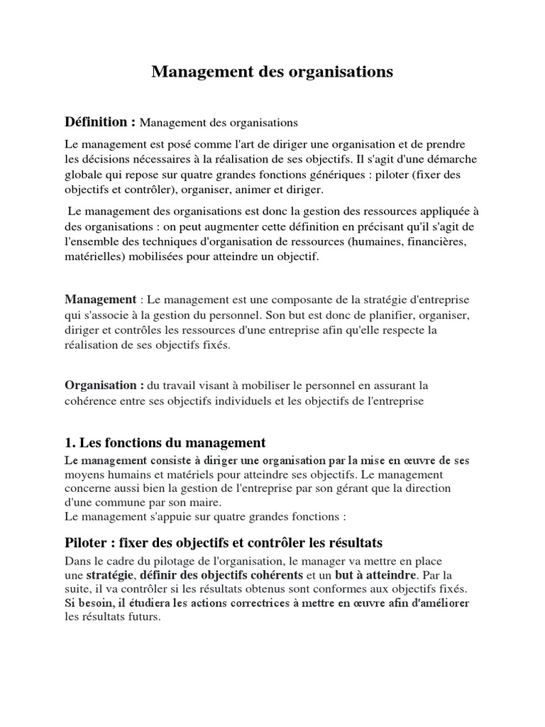 Management Des Organisations | PDF | Business | Économie