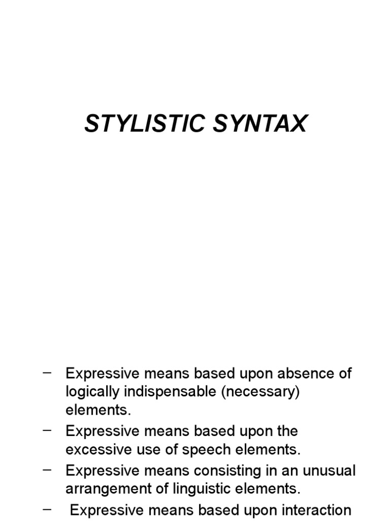 Stylistic Syntax | PDF | Syntax | Sentence (Linguistics)