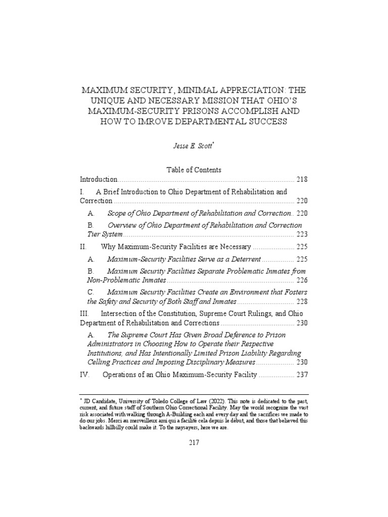 Ohio's Maximum-Security Prisons Overview | PDF | Prison | Solitary ...