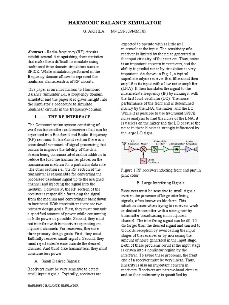 Term Paper - HARMONIC BALANCE SIMULATOR | PDF | Distortion | Electronic Oscillator