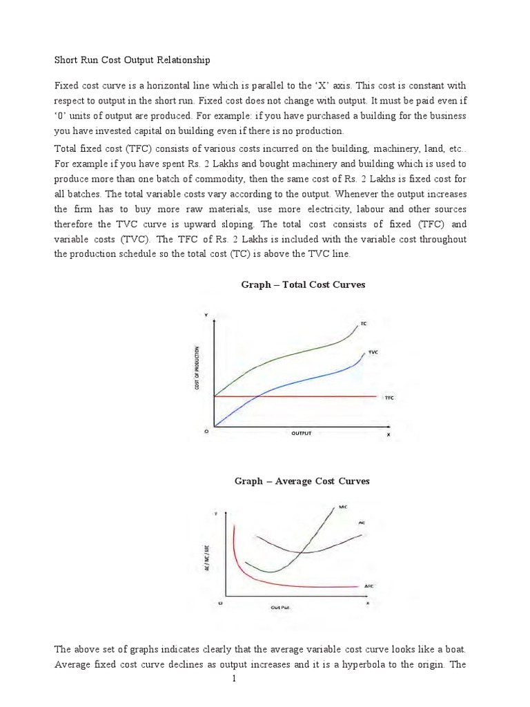 Cost Output Relationship - Notes | PDF | Average Cost | Production And ...