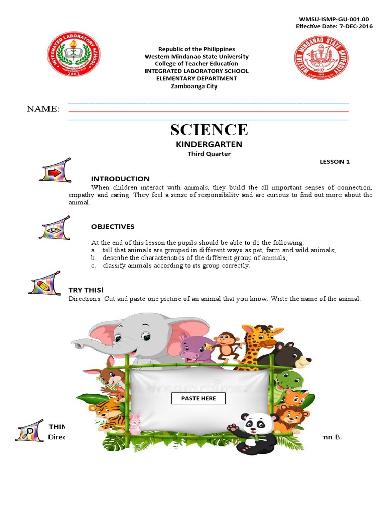 Quarter 3, Science Lesson 1 | PDF | Pet | Organisms