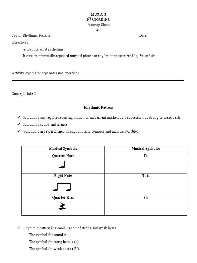 Lesson 3 - Repeated Rhythm | PDF | Rhythm | Musicology