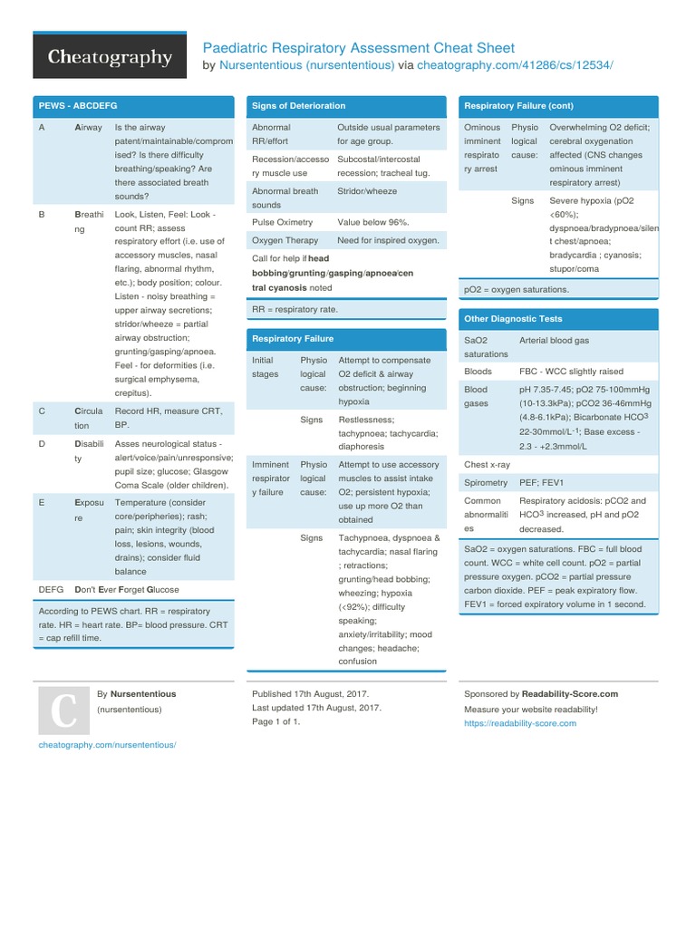 Pediatric Respiratory Assessment Guide | PDF | Breathing | Respiratory ...