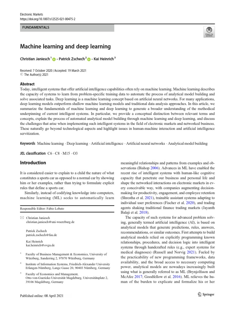 Machine Learning and Deep Learning | PDF | Machine Learning ...