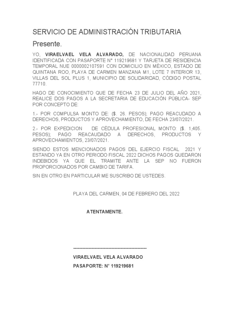 Carta A La Sat | PDF