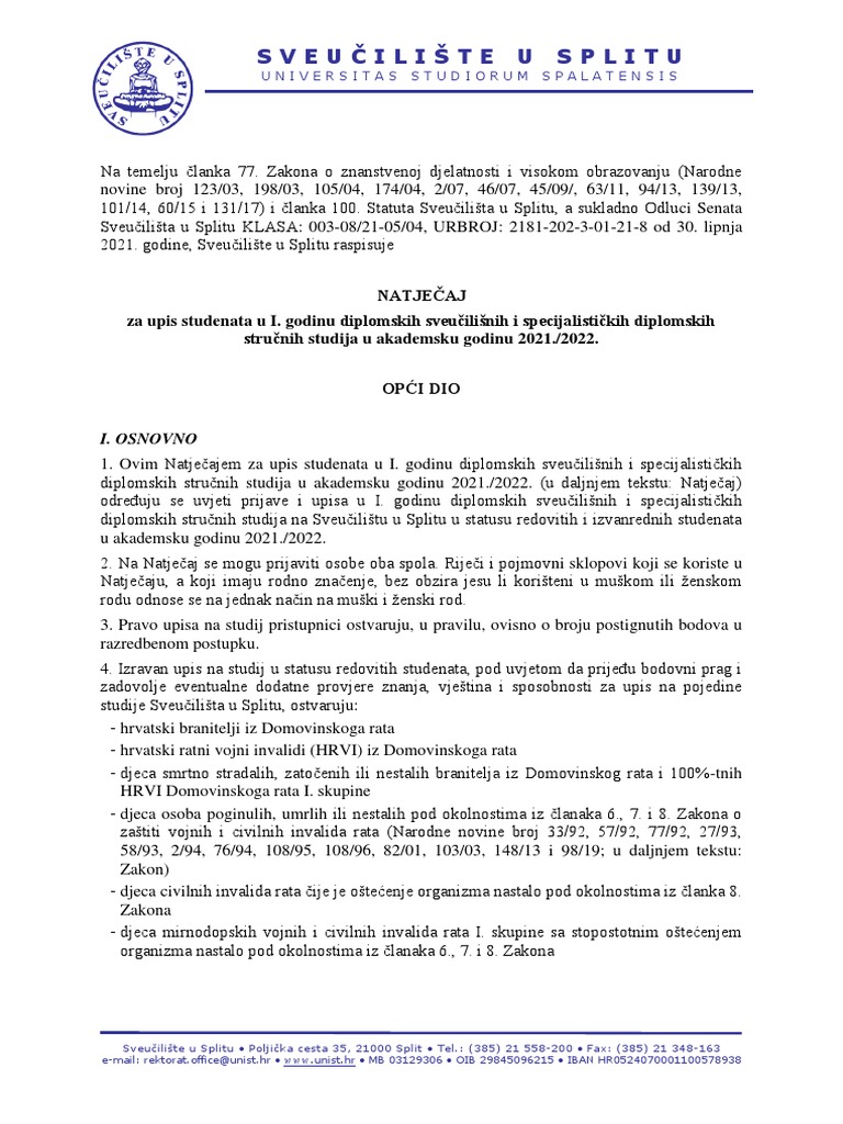 Natjecaj Diplomski - 2021-2022 | PDF