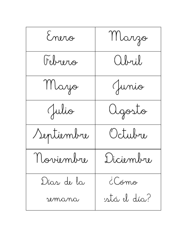 CALENDARIO Letra Ligada | PDF
