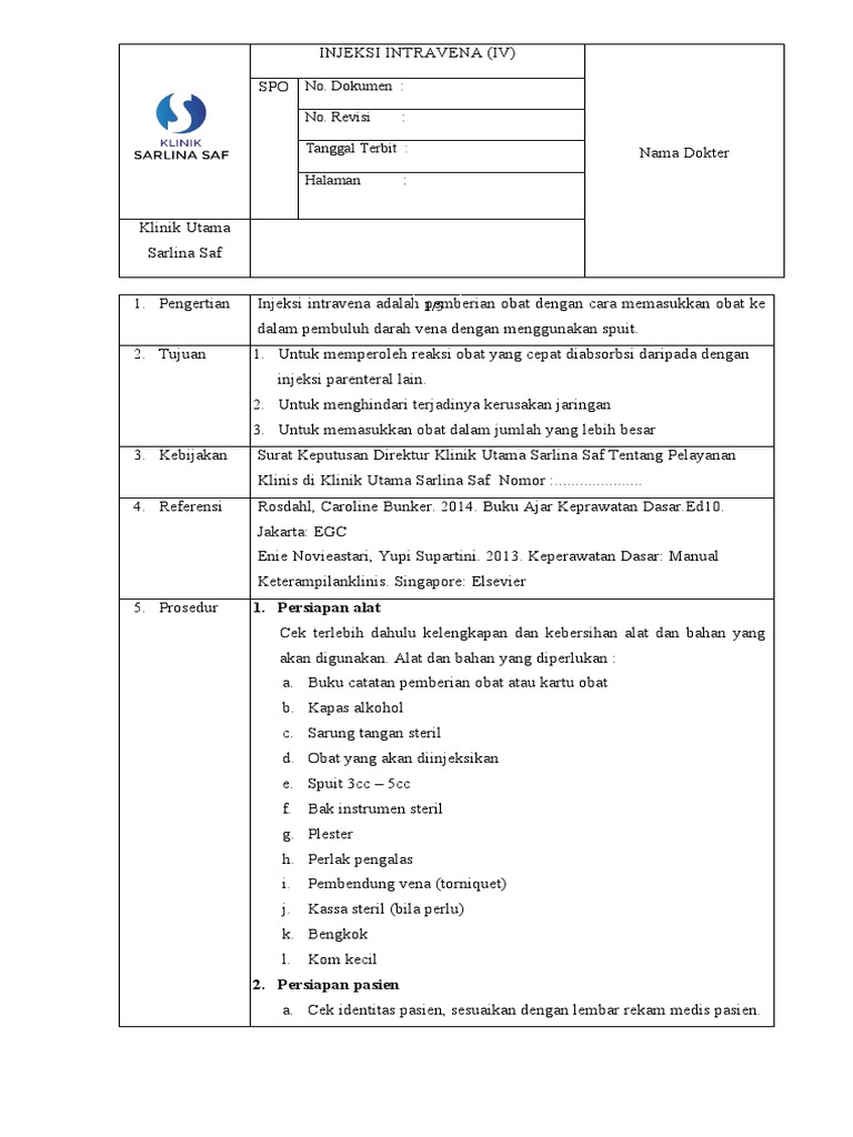Prosedur Injeksi Intravena | PDF