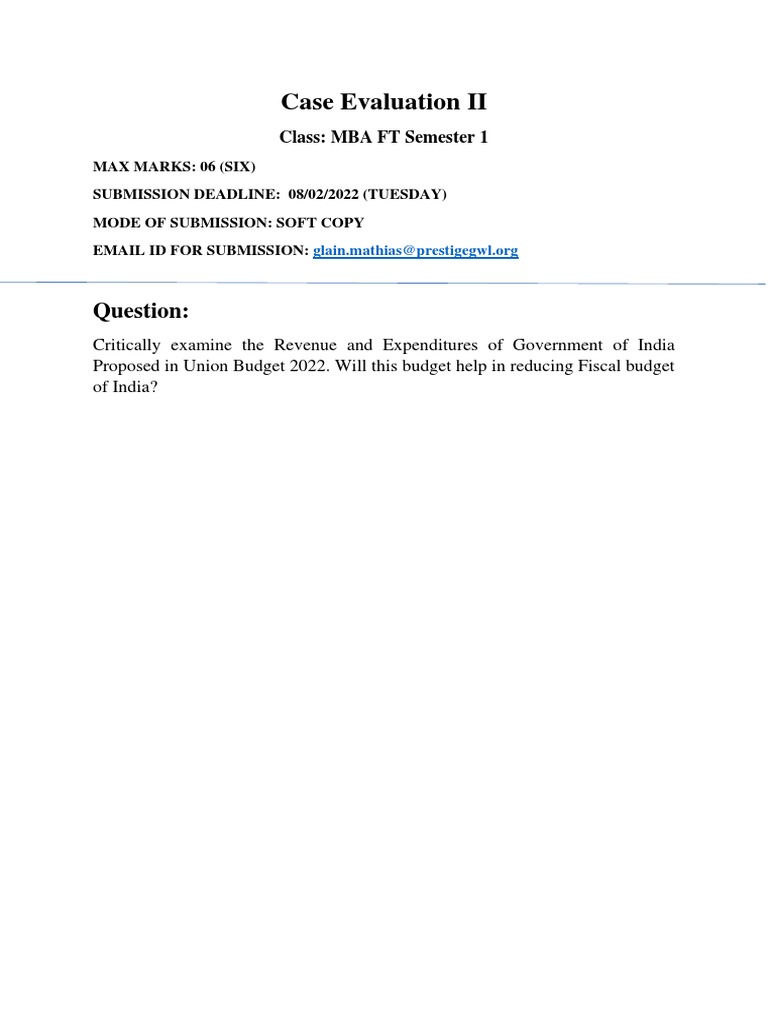 Case Evaluation II: Class: MBA FT Semester 1 | PDF | Finance & Money ...