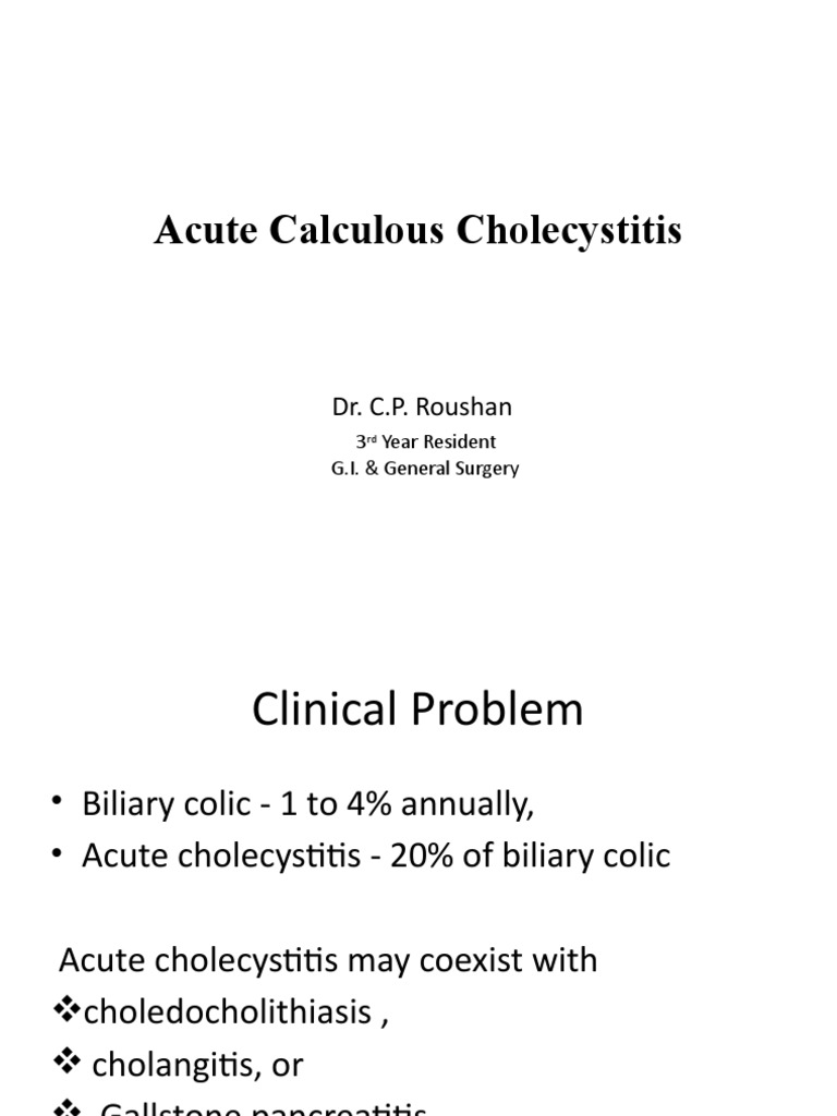 Acute Calculous Cholecystitis Guide | PDF | Gallbladder | Epidemiology