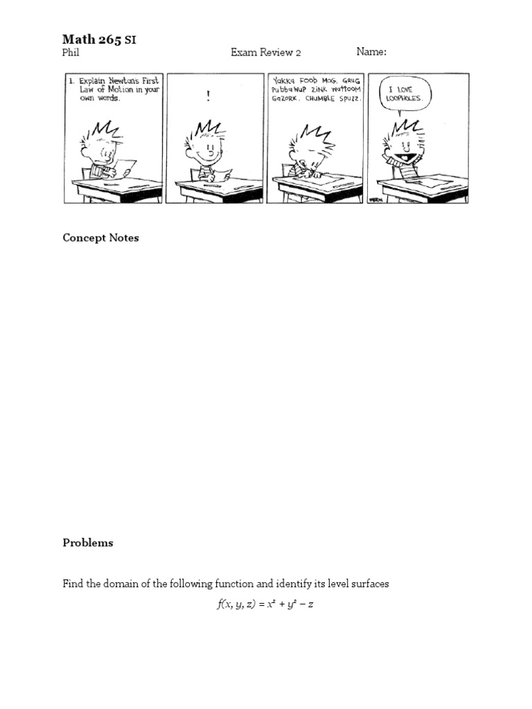 Math 265 Exam Review Concepts | PDF | Maxima And Minima | Mathematical ...