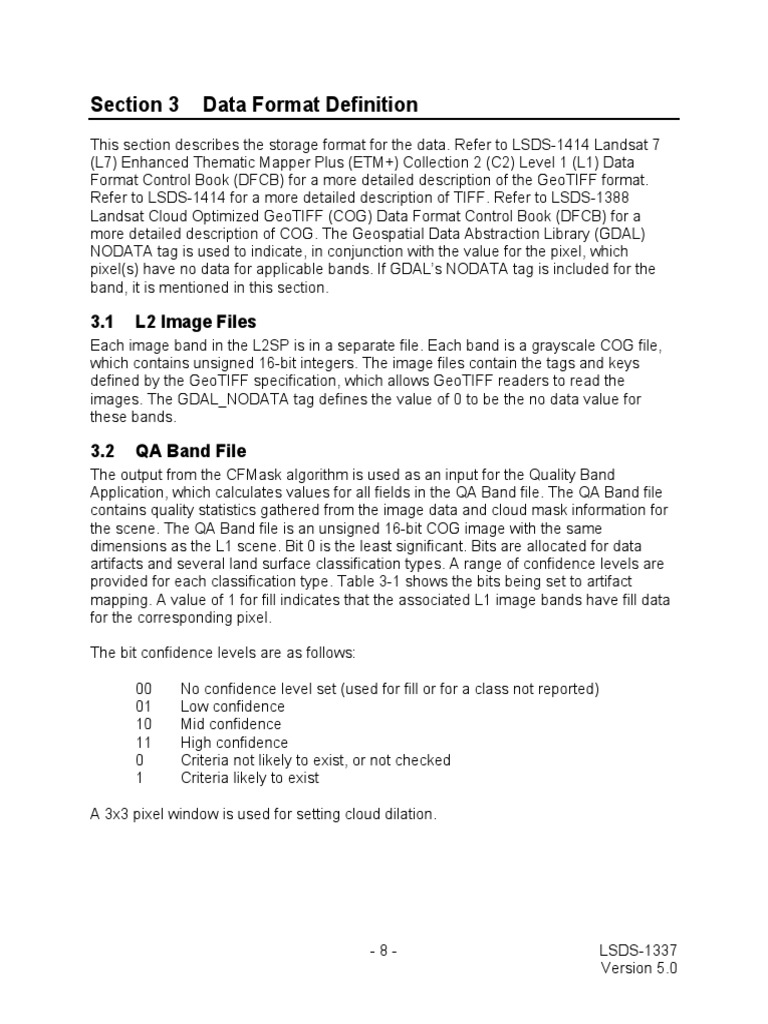 Landsat 7 L2 Data Format Guide | PDF | Integer (Computer Science)