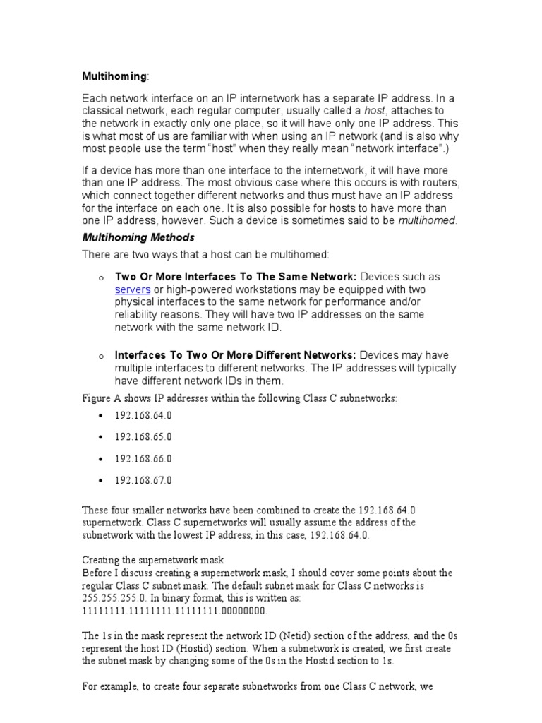 Multi Homing | PDF | Ip Address | Network Protocols
