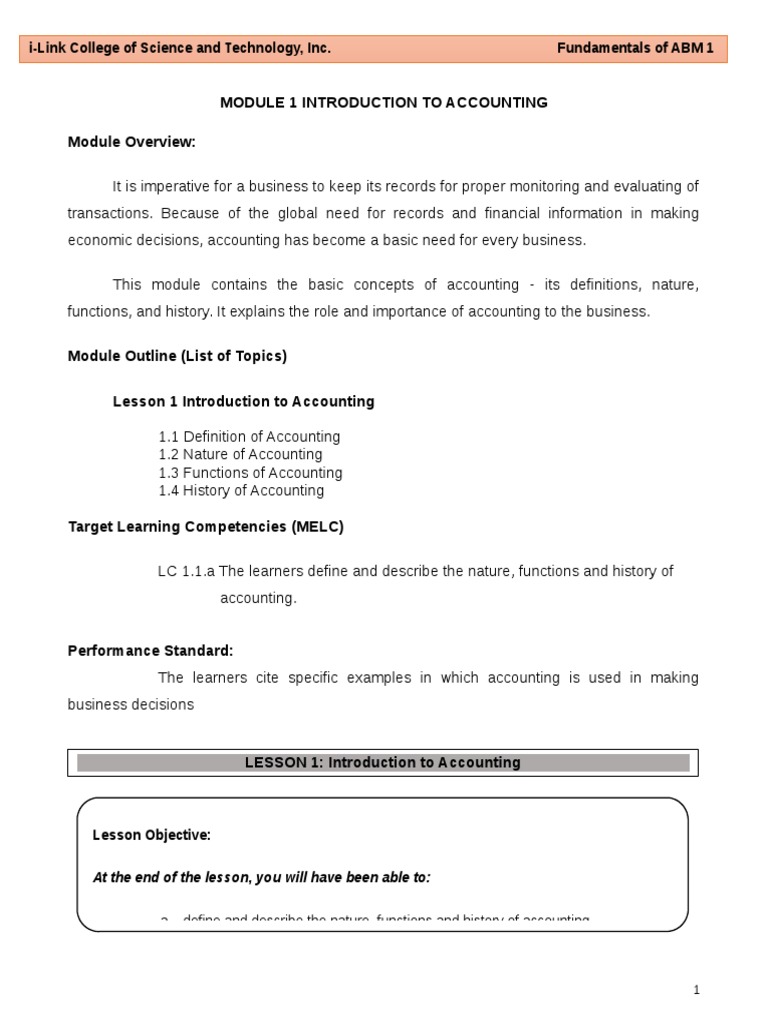 Module_in_Fundamentals_of_ABM_1.docx | PDF | Accounting | Financial Statement
