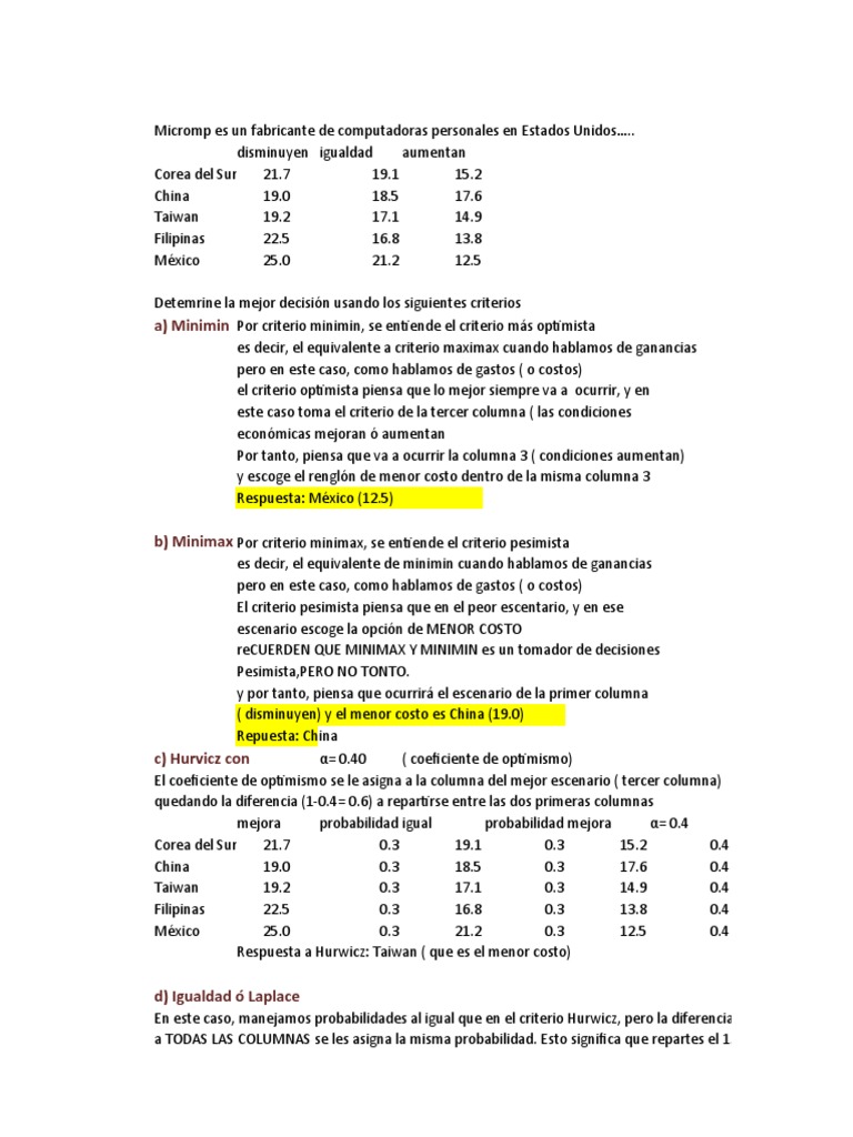 Analisis de Decisiones Ejercicios Resueltos - 1 | PDF | Compartir (Finanzas) | Economias
