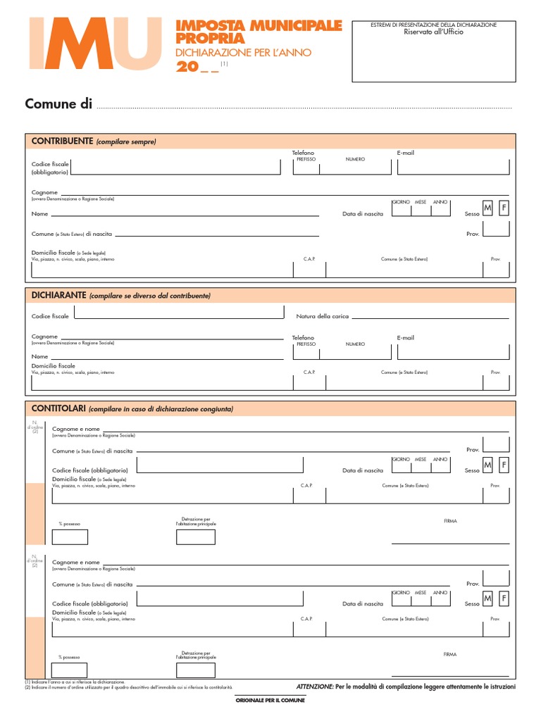 Dichiarazione IMU Modello Classico | PDF