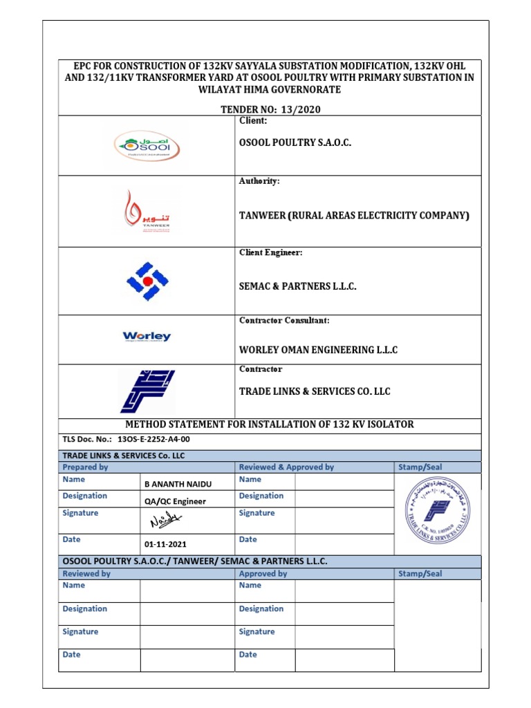Installation of Isolators | PDF | Electrical Substation | Switch