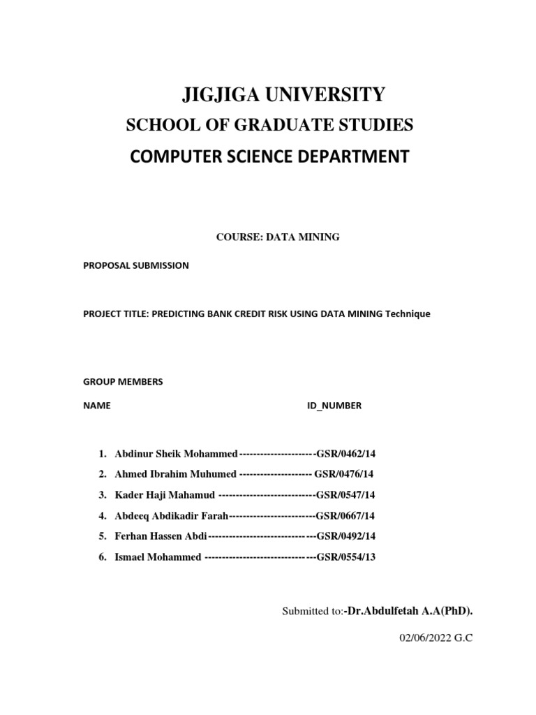 PREDICTING BANK CREDIT RISK USING DATA MINING Group SIX | Download Free ...