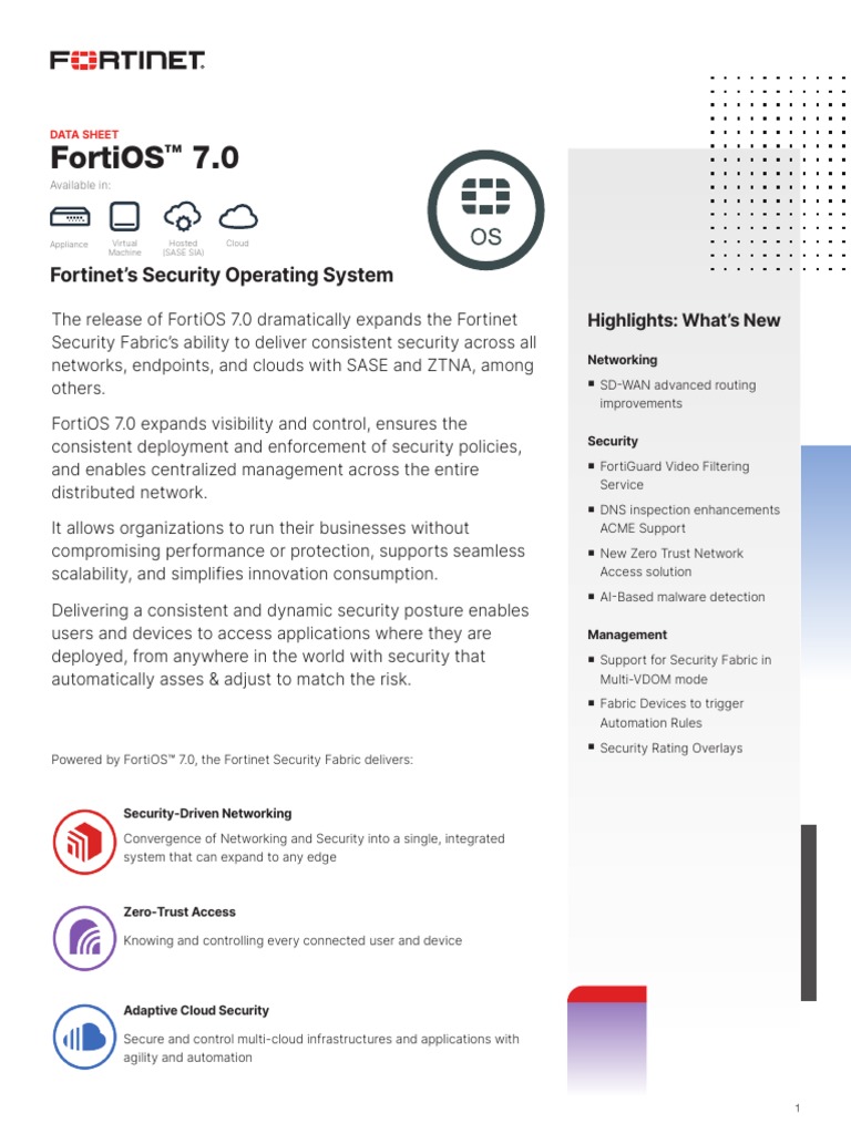 Fortios 7.0: Fortinet'S Security Operating System | PDF | Computer ...