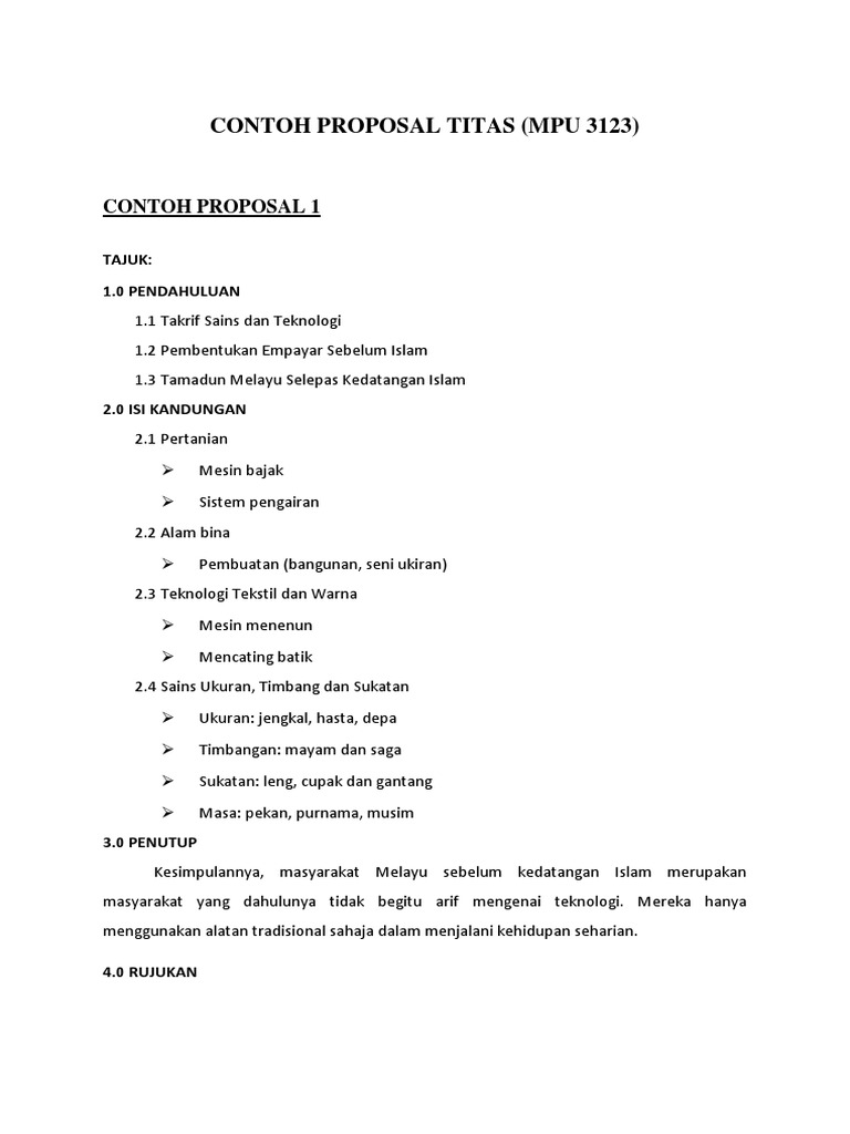 Contoh Proposal Titas - Mpu 3123 | PDF