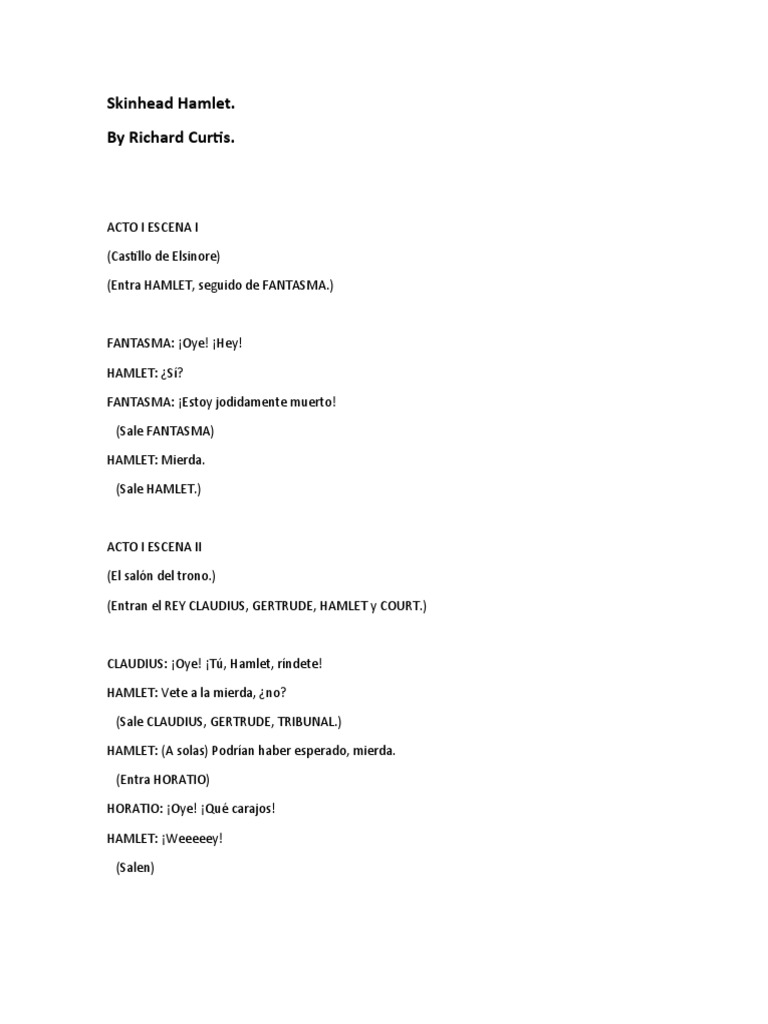 Skinhead Hamlet - Traducción | PDF | Aldea | Obras basadas en mitos y ...