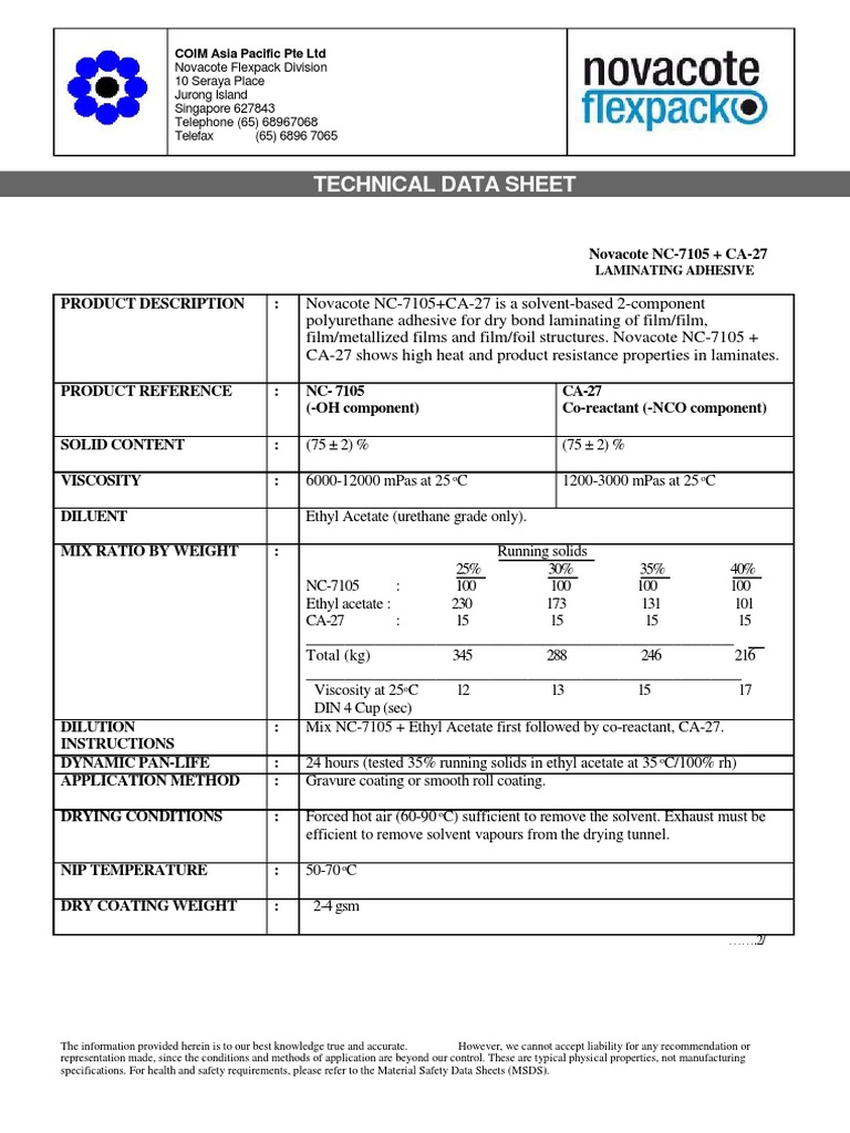 Technical Data Sheet | PDF | Adhesive | Lamination