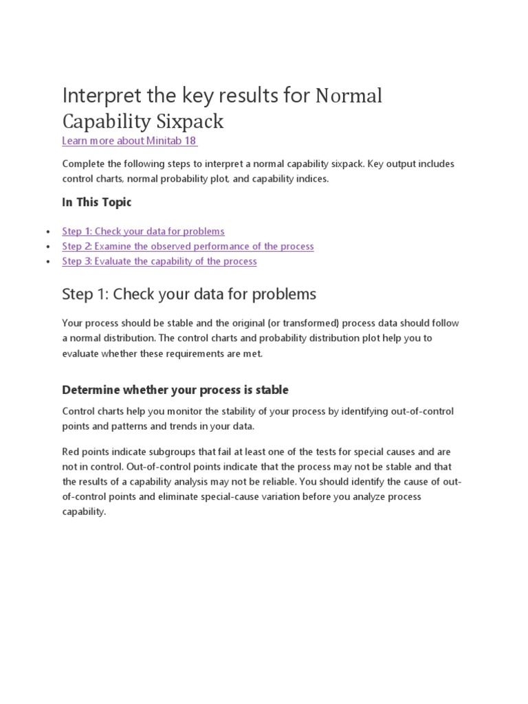 Interpret The Key Results For Normal Capability Six Pack | PDF | Normal ...