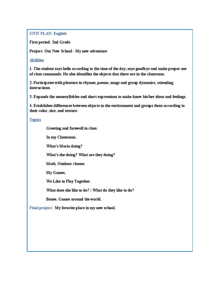 English Unit Plan | PDF | Wellness