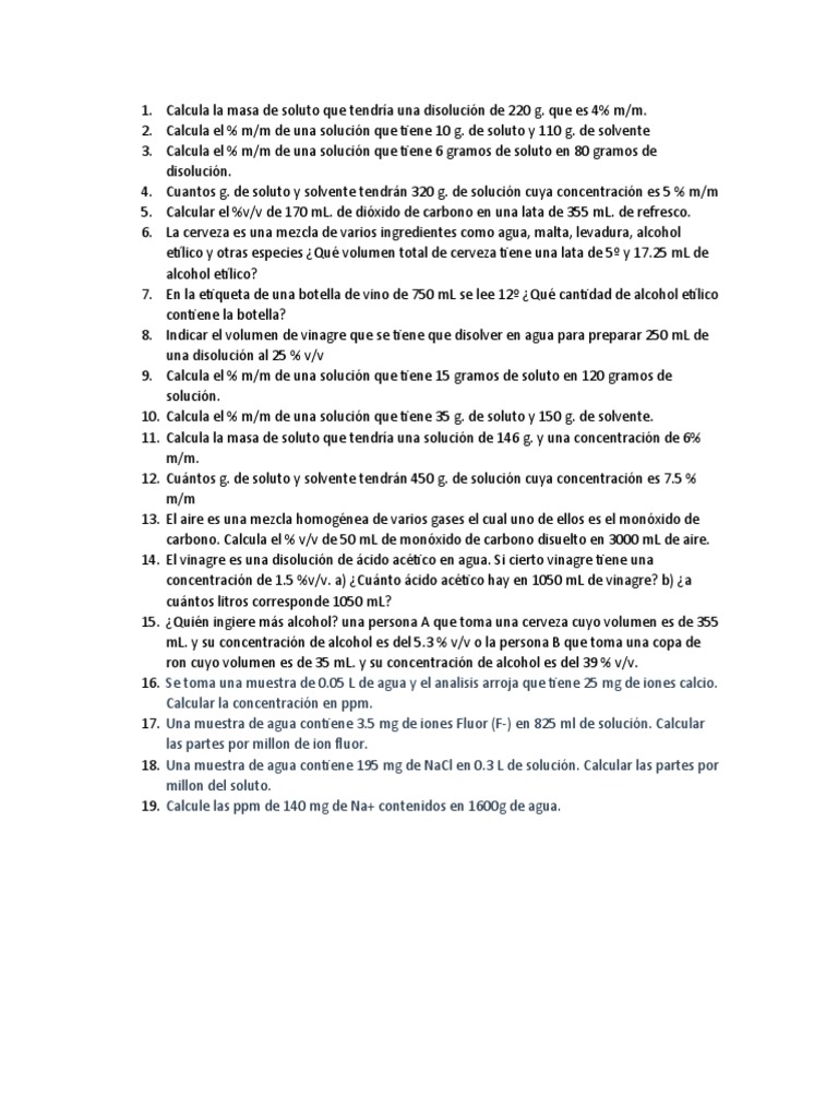 Ejercicios % y PPM | PDF